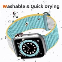 China Colorful Nylon Watch Strap for Apple Watch Series 10 46mm 42mm Series 8 7 45mm 41mm SE 3 Ultra 2 Woven Sport Band for Women for sale