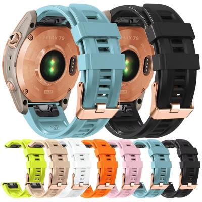 China Replacement Popular Quick Fit for Men Luxury Silicone Watch Strap Rose Gold Buckle for Garmin Fenix 7S 20mm Silicone Watch Band for sale