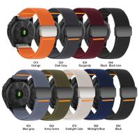 China Nylon Watch Strap 22mm 26mm Quick Release for Garmin Fenix 5/6/7/8 Pro Plus 47mm for Garmin Forerunner 965 Elastic Magnetic Band for sale