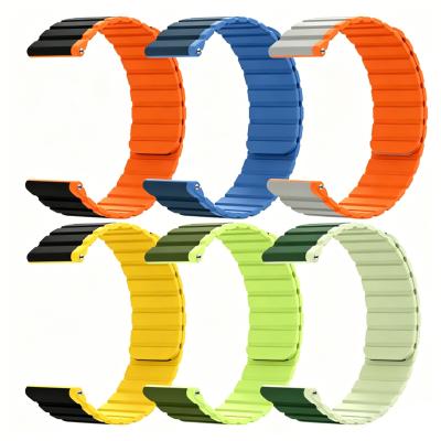 China Custom Adjustable Sports Soft for Huawei for Samsung Watch Bands Silicone Magnetic Strap 20mm 22mm Magnetic Strap for sale