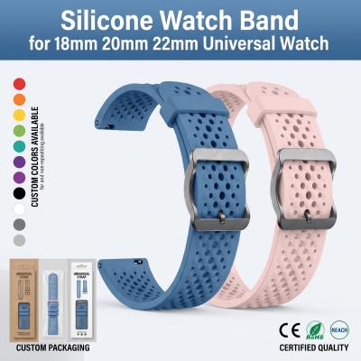 China Adjustable Silicone Watch Band 18mm 20mm 22mm Sliding Buckle Strap Universal for Most Smart Watches Trendy Smart Watch Strap for sale