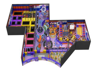 China Macaron Indoor Sports Arenas Waterproof Surface with Slide Maze Trampoline for sale