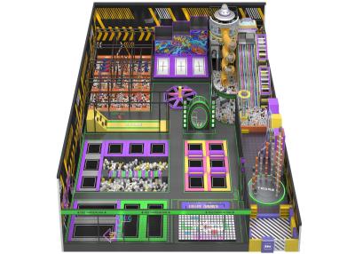 China Space Arcade Trampoline Park Sci Fi Purple Yellow Themed Commercial Indoor for sale