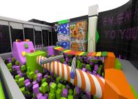 China Space Themed Soft Play Trampoline Park Purple Green Sci Fi Indoor for Commercial for sale