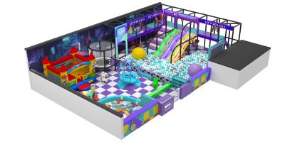 China Future Space Neon Themed Indoor Soft Play Castle | Multi-Level Commercial Toddler Playground for sale