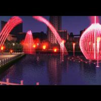 China Stainless Steel 304 Multimedia Music Fountain with 220V/380V LED Lighting and Dual PLC/Multimedia Control Systems for sale