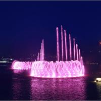 China Stainless Steel 304 Outdoor Floating Water Fountain with 100M Spray Height and RGB LED Lighting - 380V Power System for sale