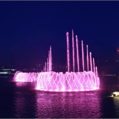 China Stainless Steel 304 Outdoor Floating Water Fountain with 100M Spray Height and RGB LED Lighting - 380V Power System for sale