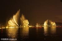 China Stainless Steel 304 Outdoor Floating Water Fountain with 100M Spray Height and RGB LED Lighting - 380V Power System for sale