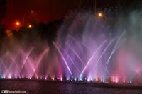China Stainless Steel 304 Outdoor Floating Water Fountain with 100M Spray Height and RGB LED Lighting - 380V Power System for sale