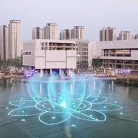 China Floating Water Fountain with Music Control 220V 380V - Stainless Steel 304 Construction with LED Lighting for sale