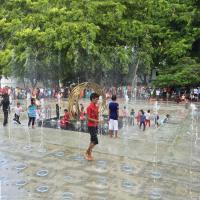 China Customized Outdoor Floor Ground Dry Water Fountain with 40m×40m Size and 220V/380V Voltage Options for sale