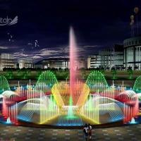 China Hotel Large Water Jet Fountain with Music Control System - Stainless Steel 304, 220V/380V, LED Lighting for sale