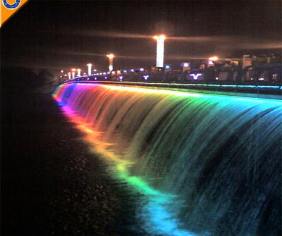 China Custom Bridge Waterfall Fountain with Color Changing LED Lighting - 250m Length per Side, 400m Bridge Installation for sale