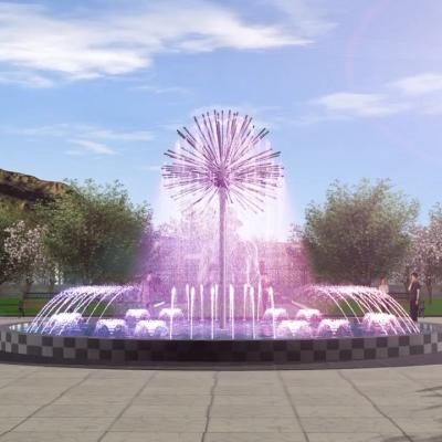 China 3M Dandelion Fountain with LED Waterproof Lights 220V/380V Stainless Steel 304 Water Feature for sale
