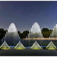 China 380V Floating Water Fountain System with 30m Spray Height - Digital Swing Nozzle & LED Lighting for sale