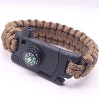 China Outdoor Camping Paracord Survival Bracelet Fire Starter Compass and Buckle 6-8 inches for sale