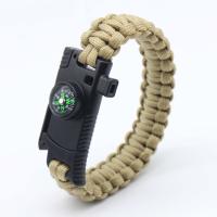 China Outdoor Camping Paracord Survival Bracelet Fire Starter Compass and Buckle 6-8 inches for sale