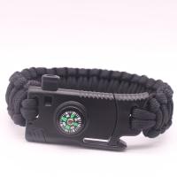 China Outdoor Camping Paracord Survival Bracelet Fire Starter Compass and Buckle 6-8 inches for sale