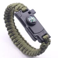 China Outdoor Camping Paracord Survival Bracelet Fire Starter Compass and Buckle 6-8 inches for sale