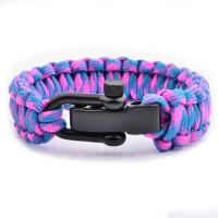 China Outdoor Paracord Survival Bracelet with Adjustable Metal Button and Polyester Material for sale