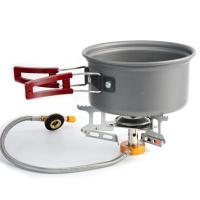 China Stainless and Copper Mini Gas Stove for Camping 0.370kg Gross Weight Foldable Design for sale