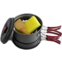 China 152X72MM Outdoor Portable Folding Aluminum Camping Cookware Set with Accessories Wash Ball for sale