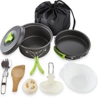 China Portable Style Outdoor Aluminum Cooking Pots Set for Picnic and Camping US 6.5/Piece for sale