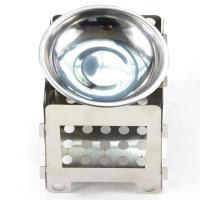 China 105mm Portable Stainless Steel Foldable Mini Backpacking Camping Wood Burning Stove for sale