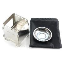 China 105mm Portable Stainless Steel Foldable Mini Backpacking Camping Wood Burning Stove for sale