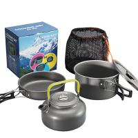 China 19x13x19cm Non-Stick Camping Cookware Set Portable Aluminum Mess Kit for Camping Cooking for sale