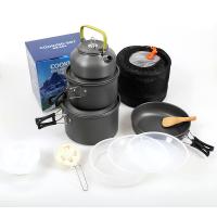 China Outdoor Kitchen Aluminum Camping Pot and Pans Cookware Set with Fast Shipping Cost for sale
