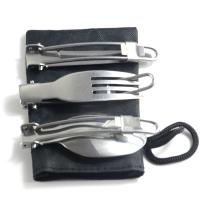 China Stainless Steel Camping Cutlery Set in Portable Folding Style for Outdoor Adventures for sale