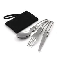 China Stainless Steel Camping Cutlery Set in Portable Folding Style for Outdoor Adventures for sale