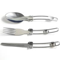 China Stainless Steel Camping Cutlery Set in Portable Folding Style for Outdoor Adventures for sale