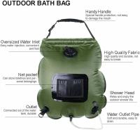 China 20L PVC Portable Outdoor Camping Shower Bag for Solar Heated Shower in Green or Blue for sale