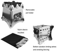 China Outdoor Stainless Steel BBQ Wood Stove Mini Camping Cooking Picnic Folding Stove No for sale