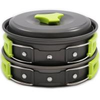 China 1-2 Person Outdoor Camping Cooking Pot Set 152X72MM Aluminum Portable Cookware Mess Kit for sale