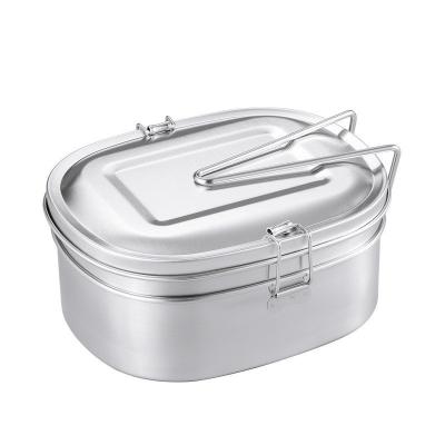 China Customization Outdoor Stainless Steel Lunch Box Portable Metal School Food Container for sale