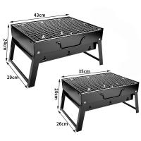 China Stainless Steel BBQ Grill Folding Portable Barbecue Charcoal Grill for Picnic in Black for sale