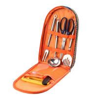 China Outdoor Camping Stainless Steel Tableware Set Kitchen Utensil Storage Bag Customization for sale