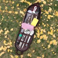 China Outdoor Camping Stainless Steel Tableware Set Kitchen Utensil Storage Bag Customization for sale