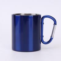 China Adult Double Wall Stainless Steel Portable Camping Travel Coffee Mug with Carabiner for sale