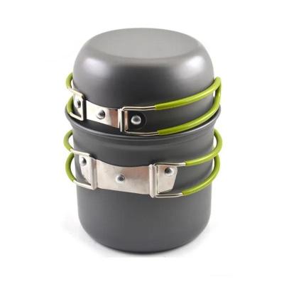 China Aluminum Camping Cookware Mess Kit Portable Pot Set for Outdoor Cooking Essentials for sale
