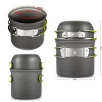 China Aluminum Camping Cookware Mess Kit Portable Pot Set for Outdoor Cooking Essentials for sale