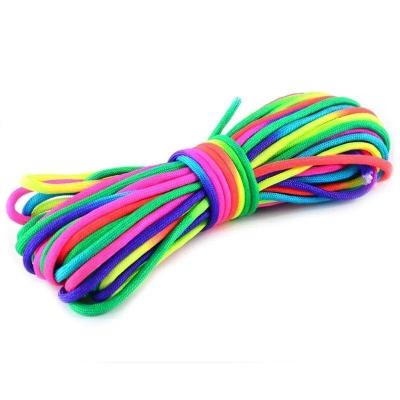China Outdoor Rainbow 550 Paracord 4mm 7 Inner Cores Polyester Parachute Cord Rope Customization for sale