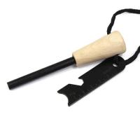 China 0.050kg Outdoor Emergency Fire Starter Flint Steel Striker Ferro Rod with Wood Handle for sale