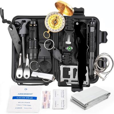 China Black Outdoor Camping Emergency Survival Tool Kit First Aid Kit Shipping Cost Included for sale