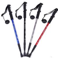 China Blue Aluminum Telescopic Mountain Trekking Pole for Straight Handle Walking Cane for sale