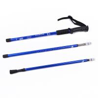 China Blue Aluminum Telescopic Mountain Trekking Pole for Straight Handle Walking Cane for sale
